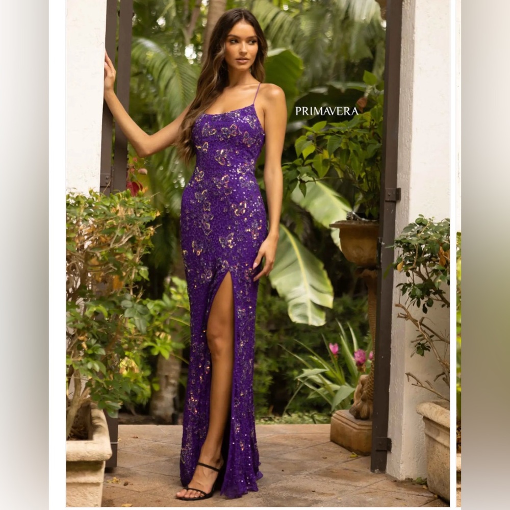 2024 Purple Butterfly Tight Fitting Prom Dress - Gem
